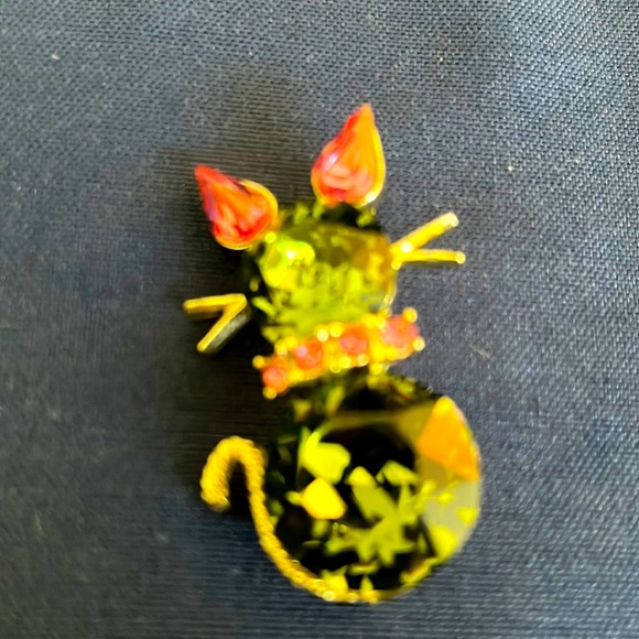 Dodds | Jewelry | Vintage Signed Dodds Green And Pink Crystal Cat ...